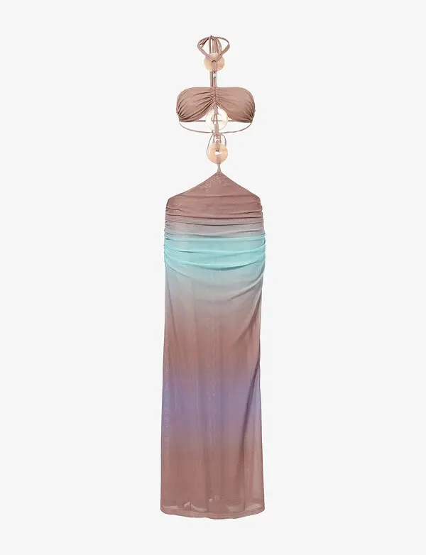 JADED LONDON Embellished Cut-out Stretch-mesh Maxi Dress - Multi