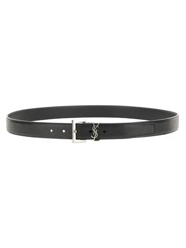 Saint Laurent Cassandras Leather Belt - Black