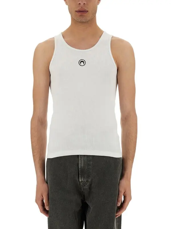 MARINE SERRE Ribbed Tank Top With Moon Logo