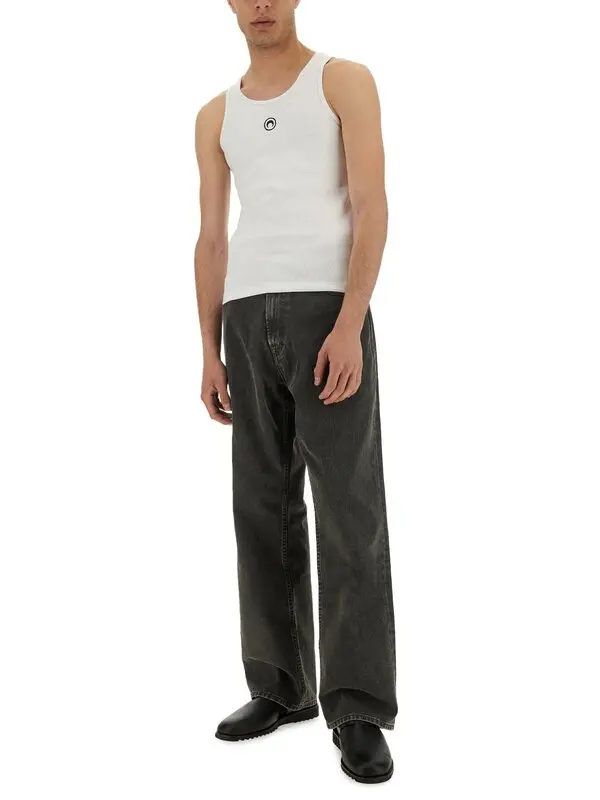 MARINE SERRE Ribbed Tank Top With Moon Logo