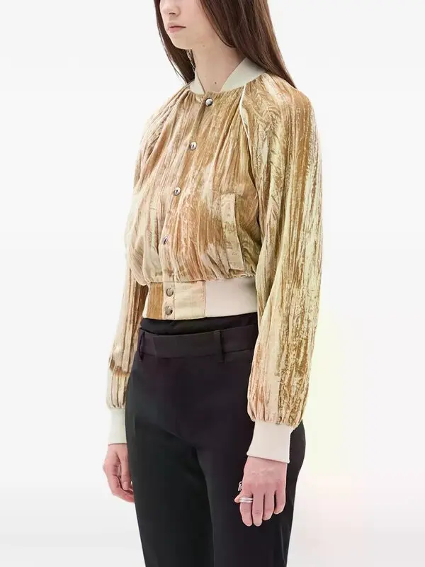 ANN DEMEULEMEESTER Arya Froissé Velvet Bombe Jacket - Neutrals
