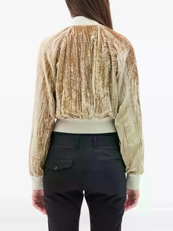ANN DEMEULEMEESTER Arya Froissé Velvet Bombe Jacket - Neutrals