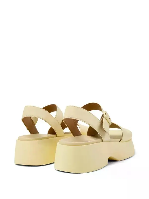 Camper Tasha Buckle Leather Sandals - Yellow