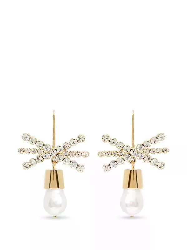 Erdem Crystal Bow Earrings - Gold