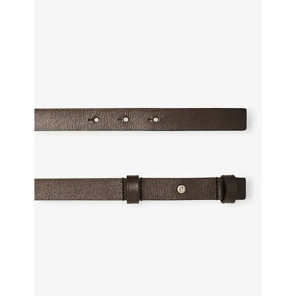 REISS Hinge Leather Belt - Chocolate