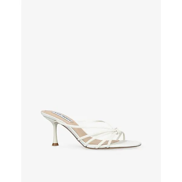 Steve Madden Edna Heeled Leather Sandals - White