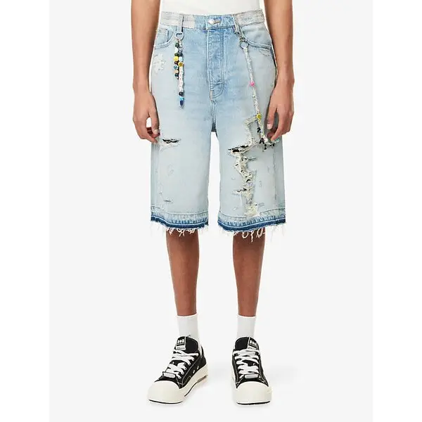 NAHMIAS De-stressed Cotton Denim Shorts