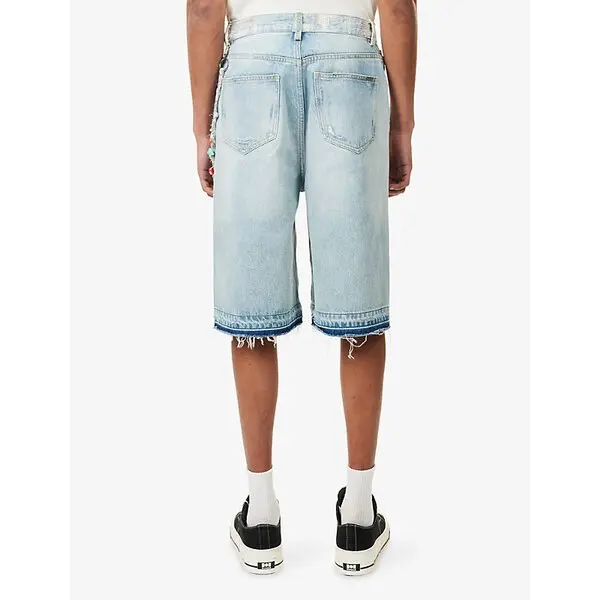 NAHMIAS De-stressed Cotton Denim Shorts