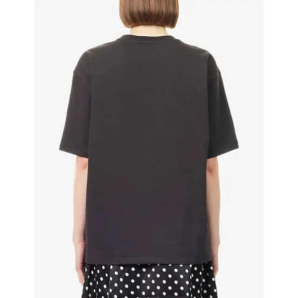 GANNI Relaxed-fit Cotton T-shirt With Logo Embroidery - Phantom