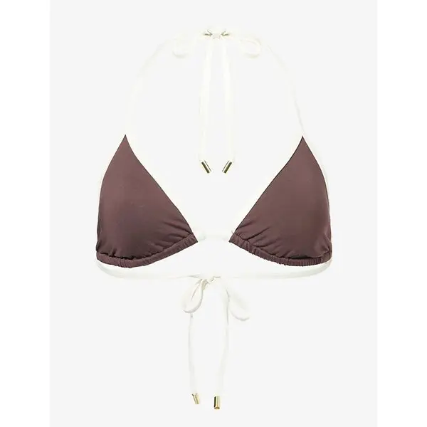 Monday Swimwear Palma Triangle Bikini Top - Espresso/ivory