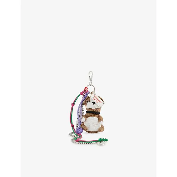 CHARLES JEFFREY Bulldog Crochet Bag Charm - Beige