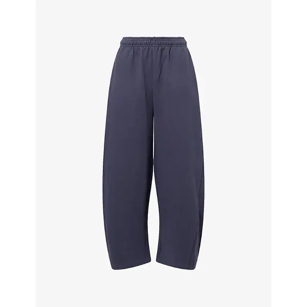 ADANOLA Ribbed Panel Barrel-leg Cotton-jersey Jogging Bottoms - Midnight Blue