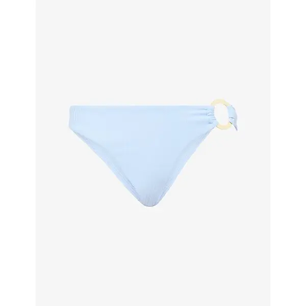 Monday Swimwear Bronte Ring-embellished Bikini Bottoms - Sky Rib