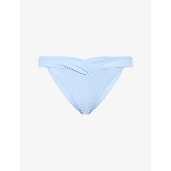 Monday Swimwear Marseille Cross-waistband Bikini Bottoms - Sky Rib