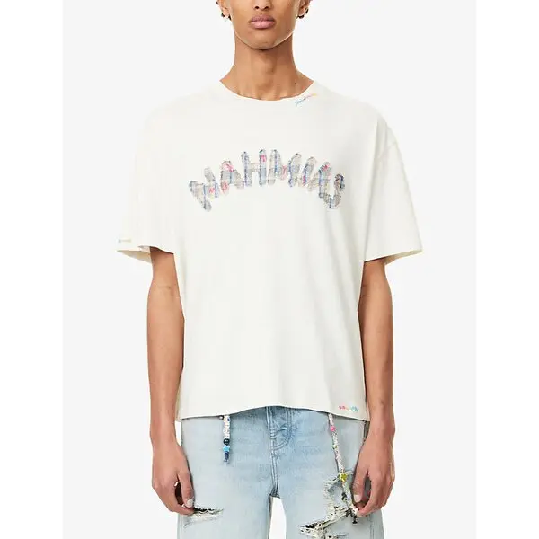 NAHMIAS Dusty Rainbow Logo-embroidered Cotton-jersey T-shirt - Egg White