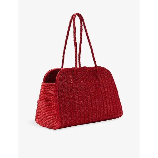Jacquemus The Turismo Raffia Bowling Bag - Red