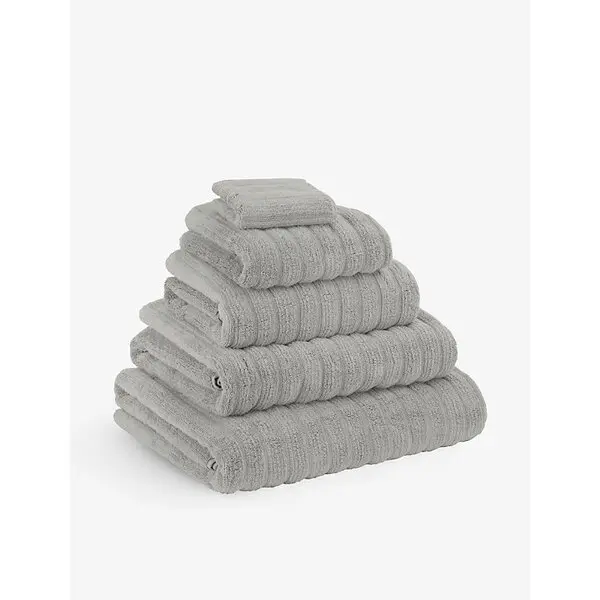THE WHITE COMPANY Ribbed Hydrocotton 90cm X 50cm - Pearl Grey