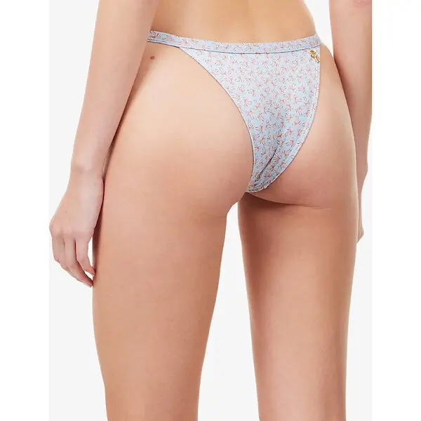 GRACEJACOB Bow-print Side-tie Bikini Bottom