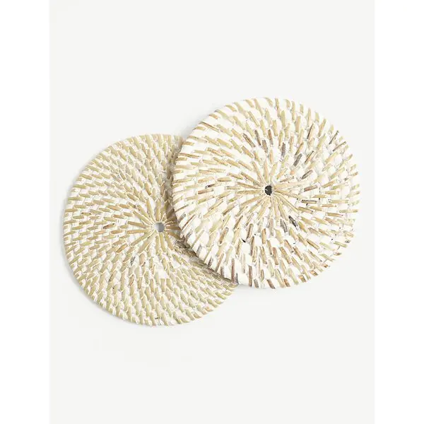 THE WHITE COMPANY Washed Rattan Coasters Set Of Four - White