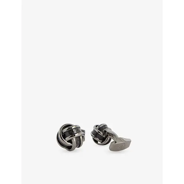 Tateossian Carbon Knot Gunmetal Plated Metal Cufflinks - Black