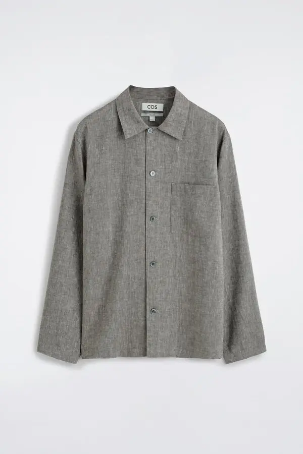 Cos Linen Relaxed Shirt - Brown