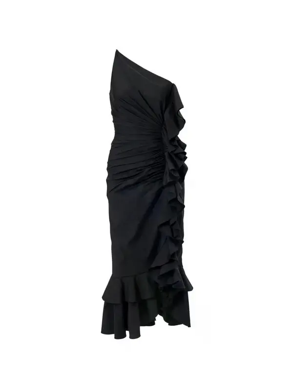 Carolina Herrera One-shoulder Ruffled Midi Dress