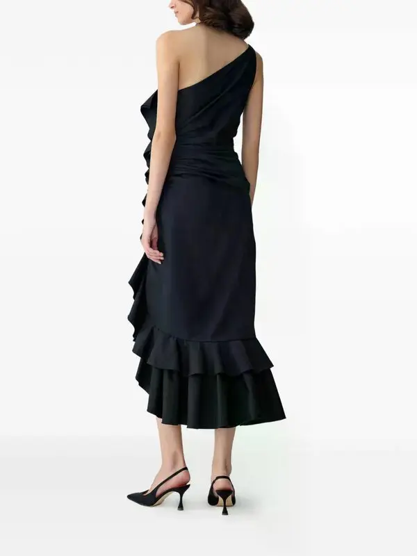 Carolina Herrera One-shoulder Ruffled Midi Dress