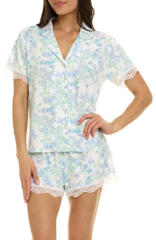 Flora Nikrooz Luna Short Pajamas - Ivory/blue