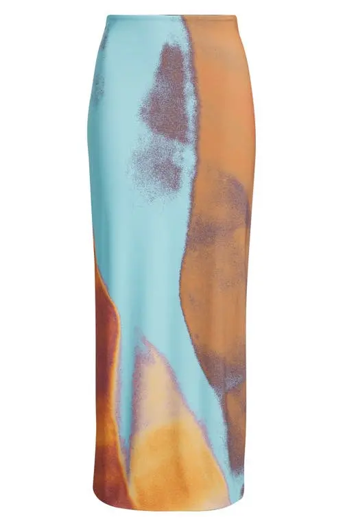 FENERS Printed Jersey Maxi Skirt - Turquoise