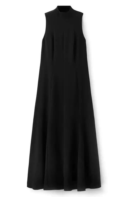 Mango Mock Neck Sleeveless Midi Dress - Black