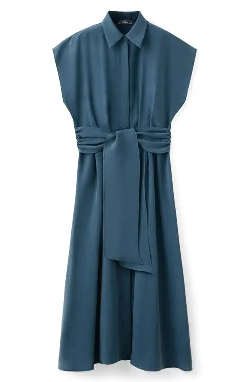 Mango Belted Shirtdress - Blue