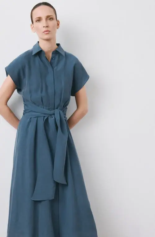 Mango Belted Shirtdress - Blue