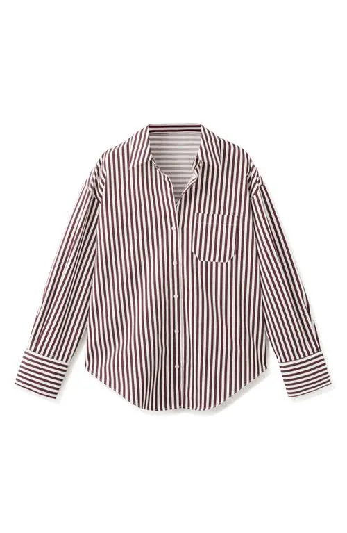 Mango Stripe Cotton Blend Shirt - Ecru