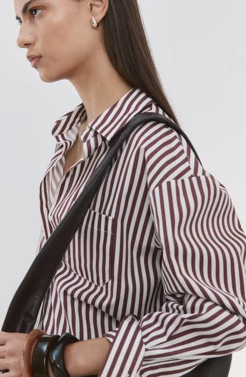 Mango Stripe Cotton Blend Shirt - Ecru