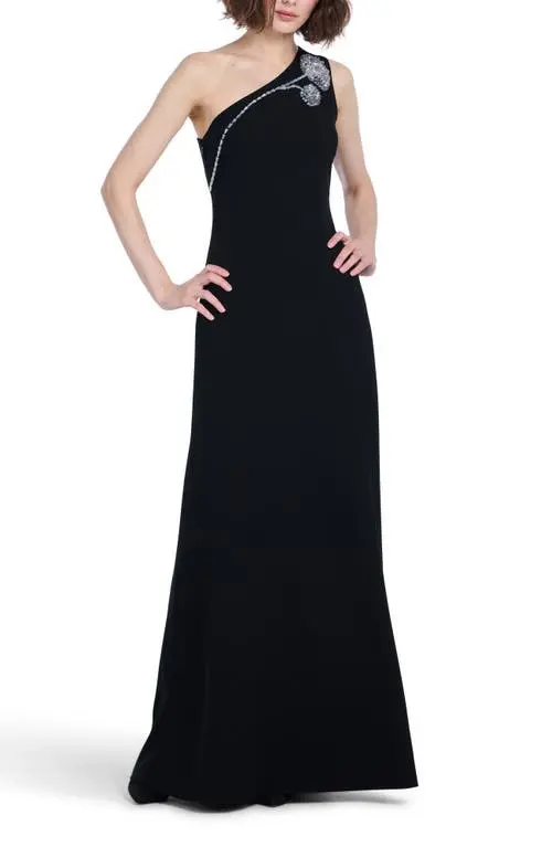 EMILY SHALANT Crystal One-shoulder Gown