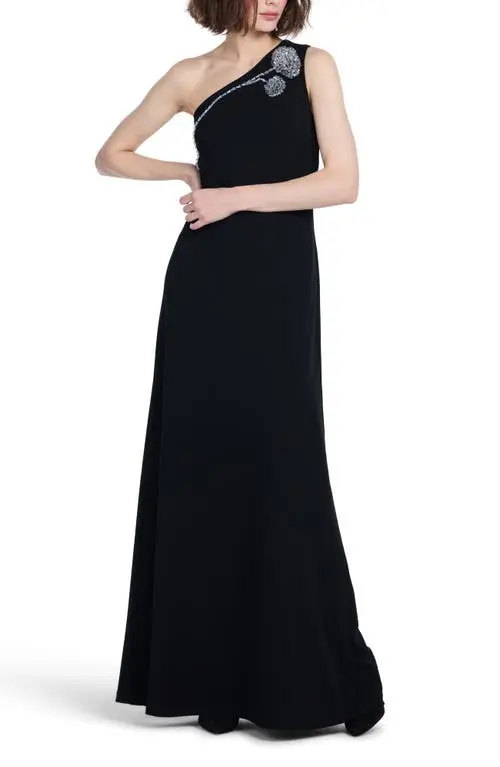 EMILY SHALANT Crystal One-shoulder Gown