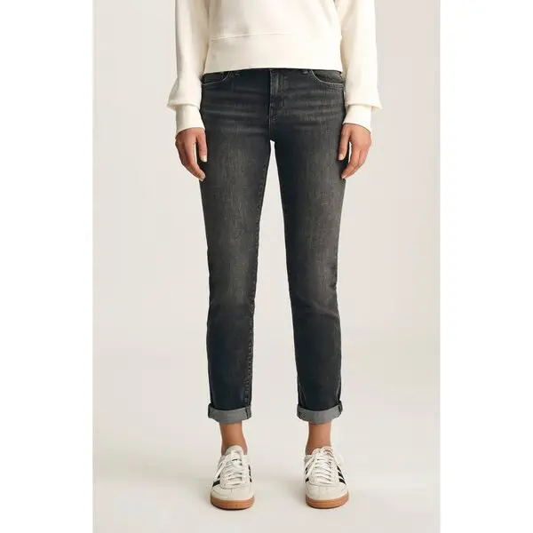 MAVI Emma Mid-rise Slim Boyfriend Jeans - Mid Smoke Tribeca
