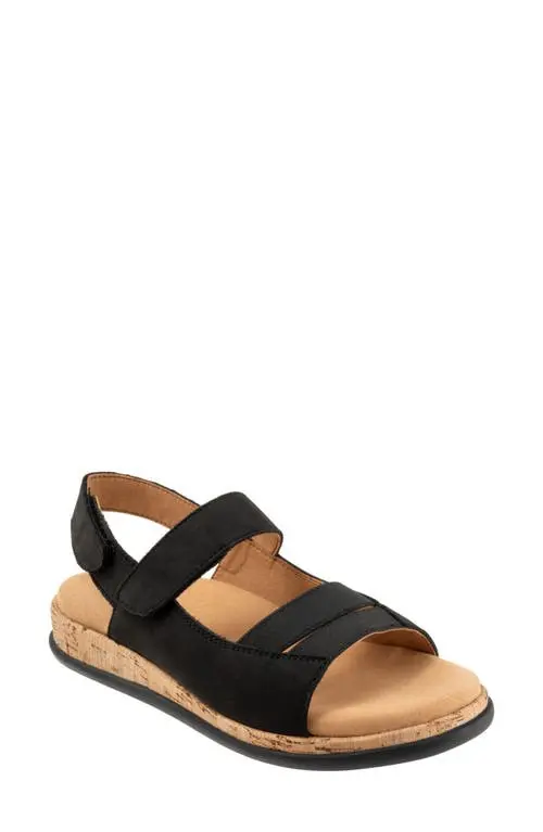 Trotters Gemini Slingback Wedge Sandal - Black Nubuck