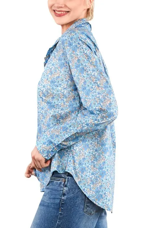 BILLY T Floral Print Roll Tab Shirt