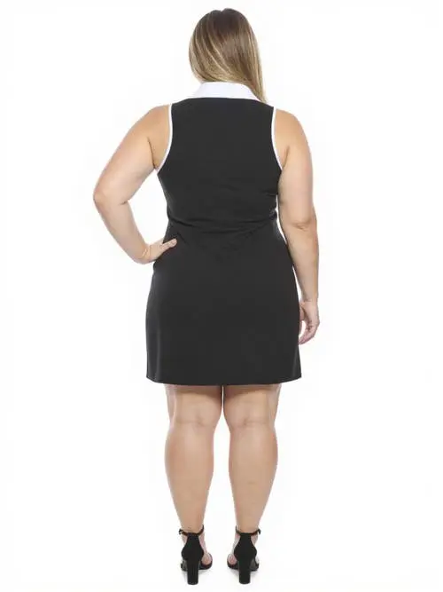 24SEVEN COMFORT APPAREL Sleeveless Collared A-line Mini Dress