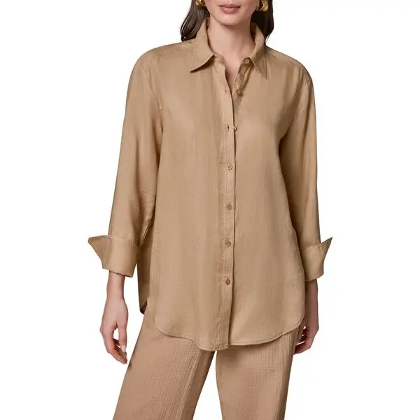 Donna Karan New York Linen Button-up Shirt - Fawn