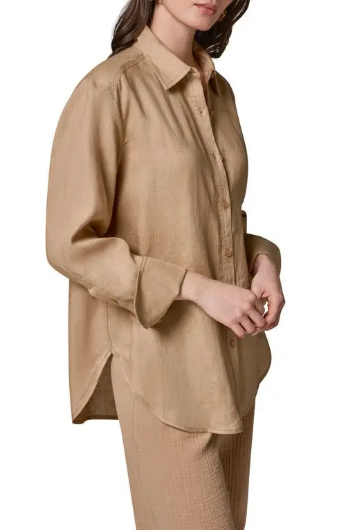 Donna Karan New York Linen Button-up Shirt - Fawn