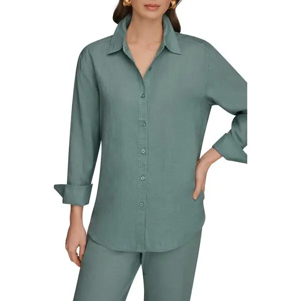 Donna Karan New York Linen Button-up Shirt - Waterlily