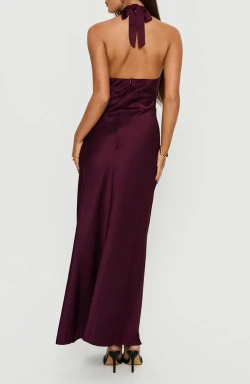 Princess Polly Sheer Panel Satin Halter Gown