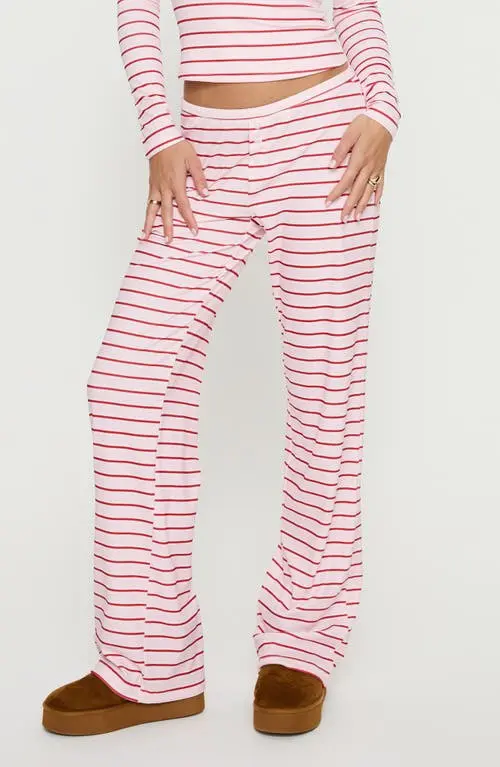 Princess Polly Slumber Party Rib Stripe Pajama Pants - Pink/red Stripe