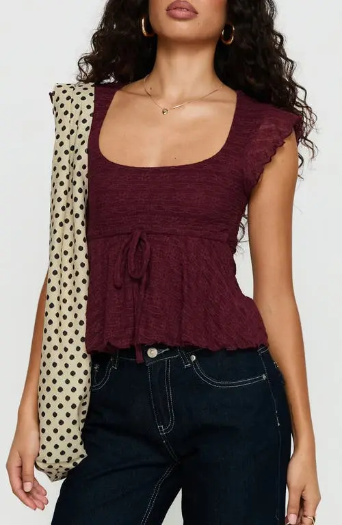 Princess Polly Auroraah Ruffle Babydoll Crop Top - Cherry
