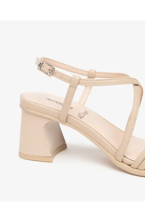 NEROGIARDINI Strappy Flared Heel Sandal - Latte