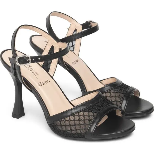 NEROGIARDINI Ankle Strap Mesh Sandals - Black