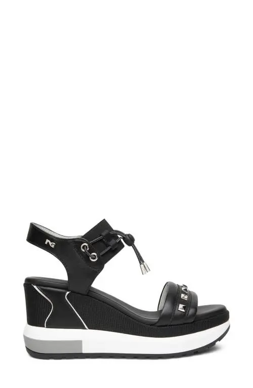 NEROGIARDINI Platform Wedge Sandal - Black