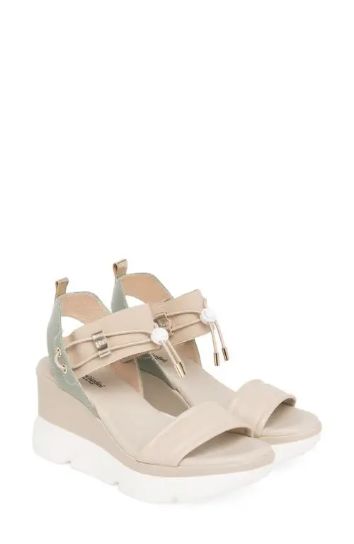 NEROGIARDINI Platform Wedge Sandal - Latte/mint
